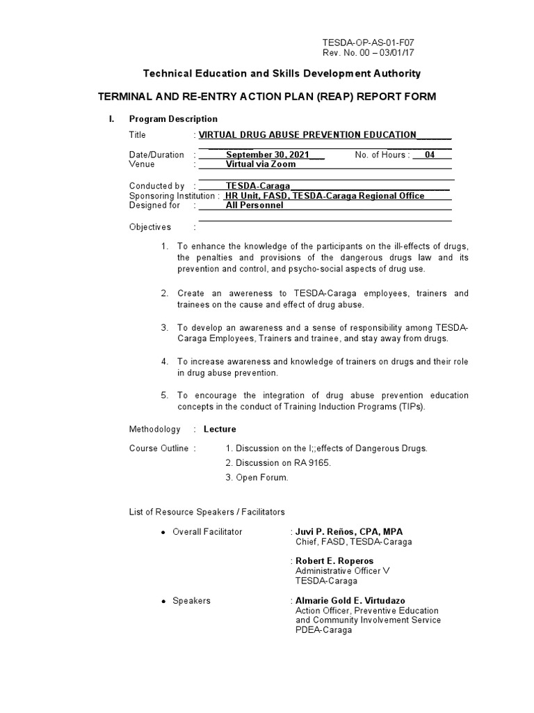 Technical Education and Skills Development Authority Terminal and Re ...