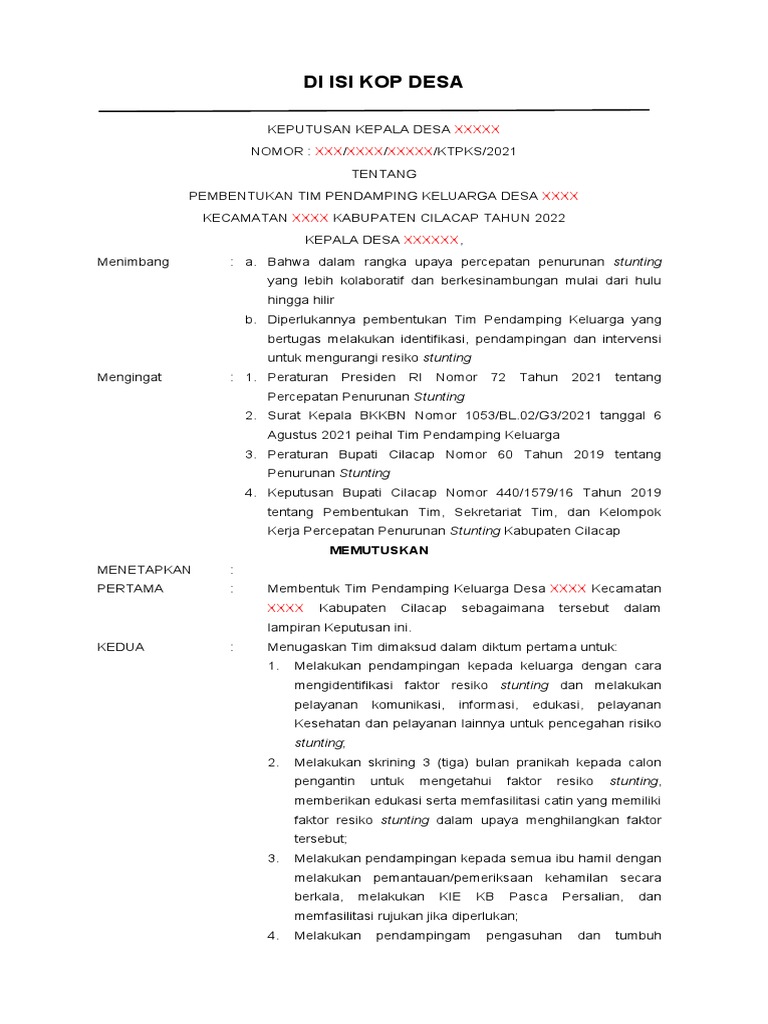 SK Kepala Desa Tentang TPKS Desa260122 | PDF