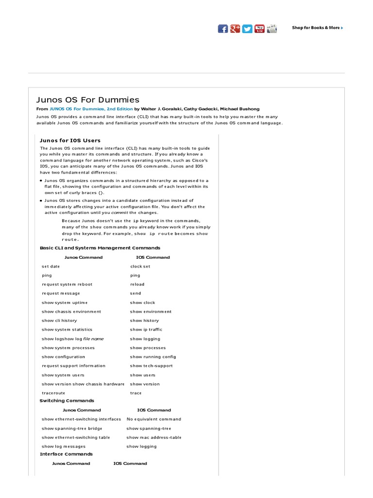 Junos Os For Dummies Cheat Sheet - Navid 323195.html | PDF | Command ...