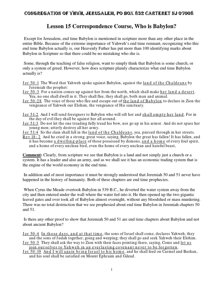 Who Is Babylon PDF | PDF | Jeremiah | End Time