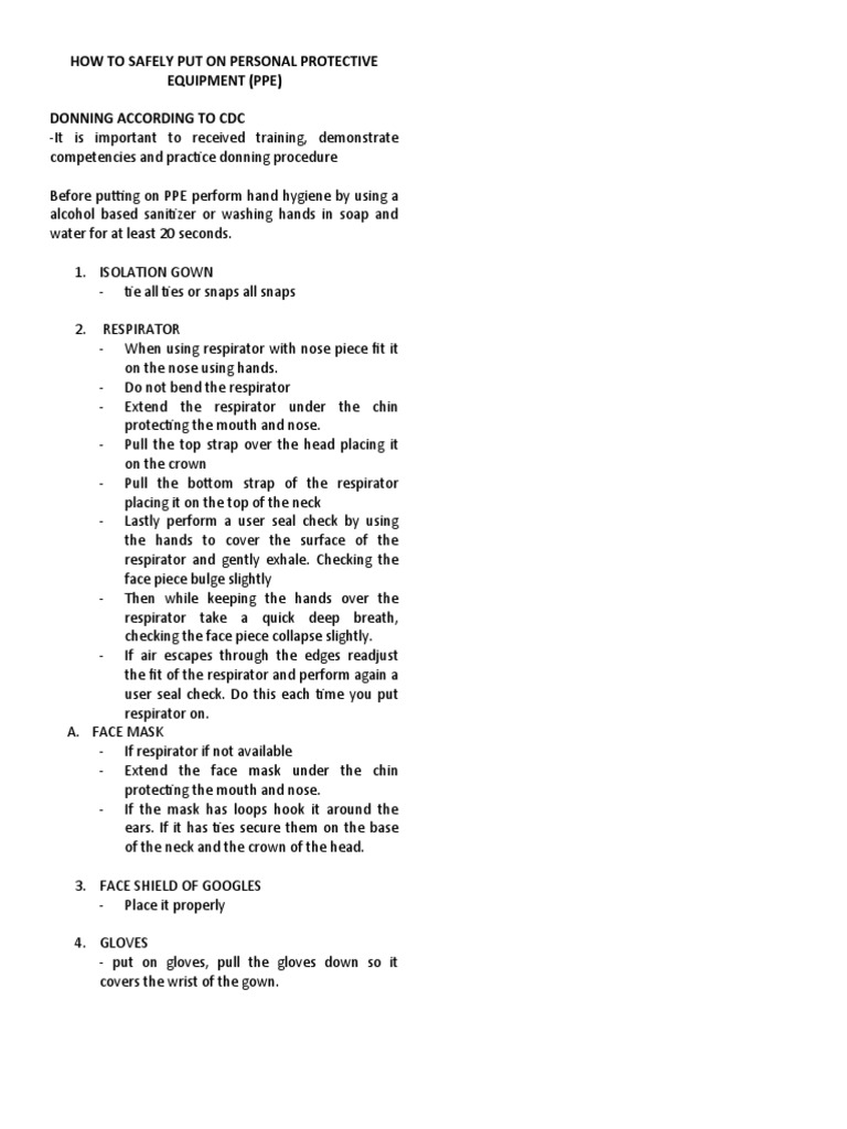 Proper PPE Donning Guide | PDF