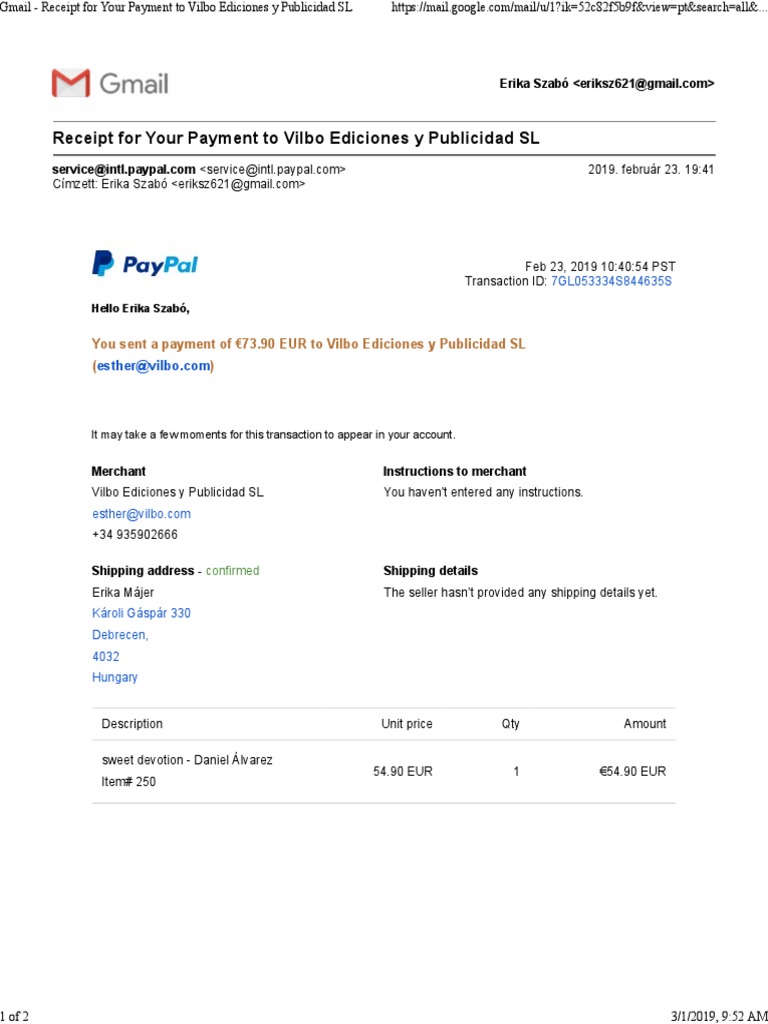 Books For Chefs Receipt | PDF | Pay Pal | Financial Transaction