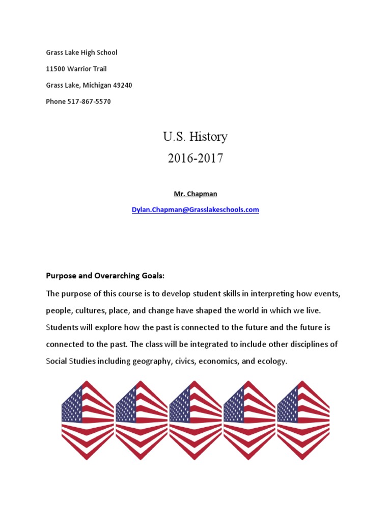 U S History Syllabus | PDF | The United States | Teachers