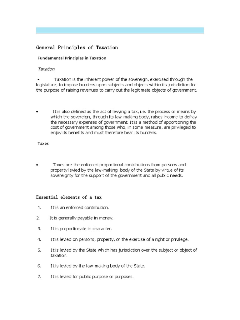 Principles and Purposes of Taxation | PDF | Taxes | Direct Tax