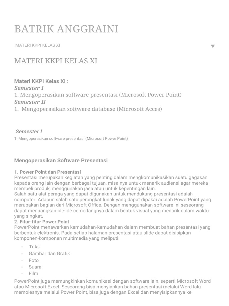 Materi Kkpi Kelas Xi | PDF