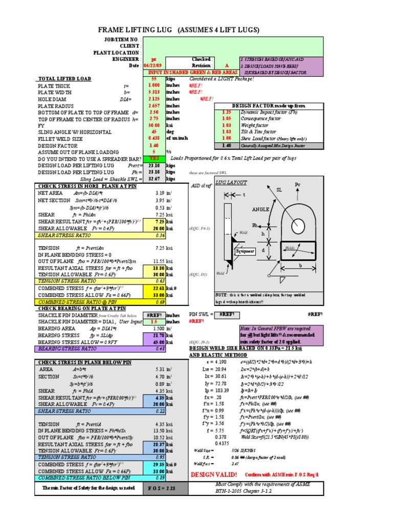 Lifting Lug Design and Yaw Factors | PDF | Stress (Mechanics) | Solid ...