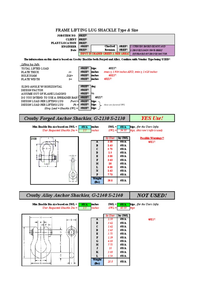 Lifting Lug Stress - Crosby Shackles | PDF | Mechanical Engineering