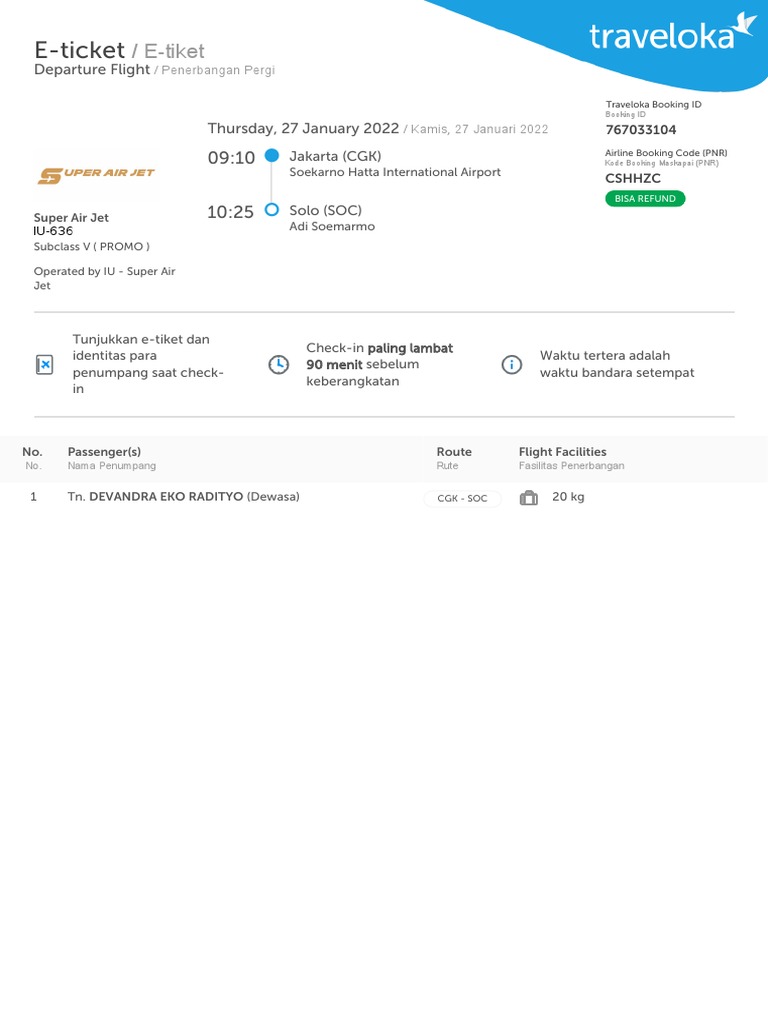 Devandra Eko Radityo CGK CSHHZC Soc Flight - Originating | PDF