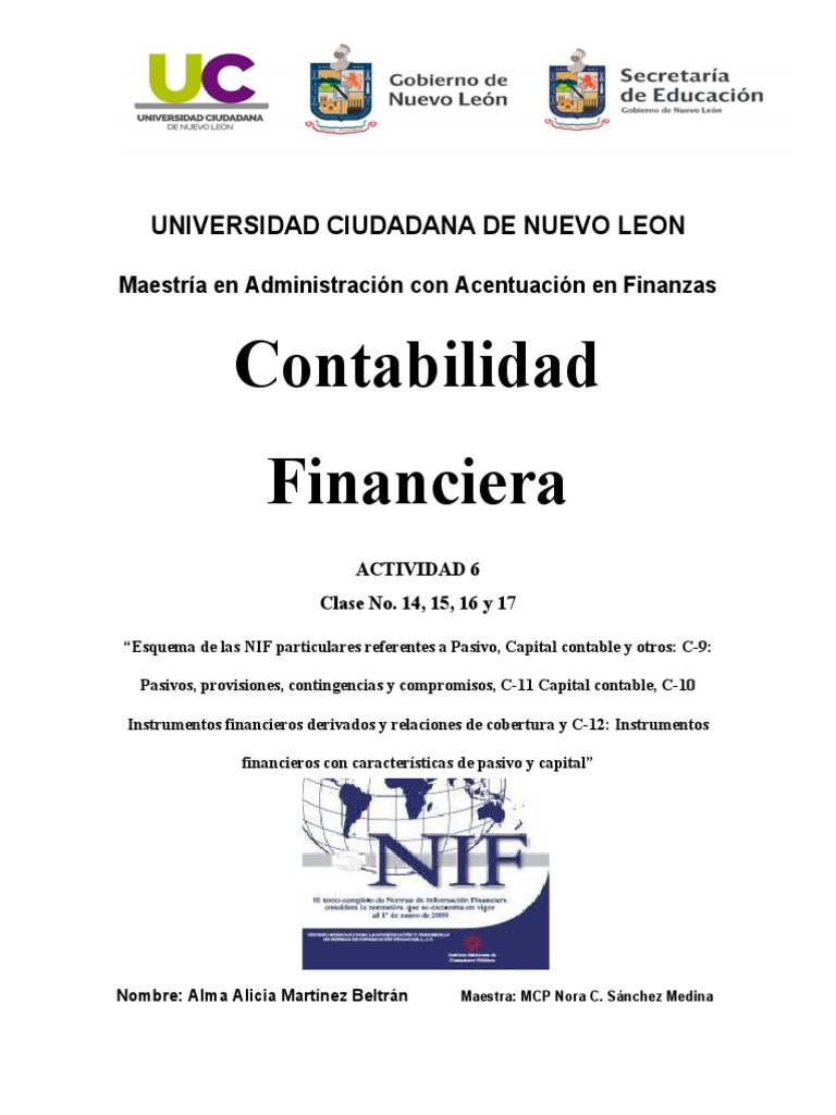 Actividad 6 Esquema de NIF C9, C11, C10 y C12 | PDF | Contabilidad ...