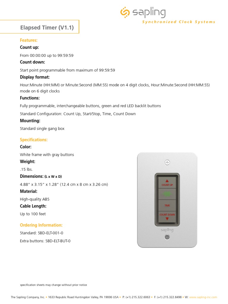 Programmable Elapsed Timer Specs | PDF