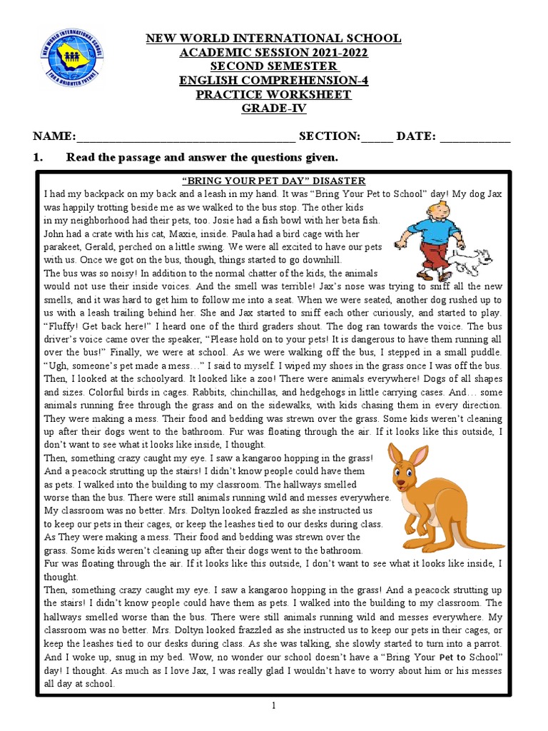 Bring Your Pet to School Day Chaos | PDF | Animals And Humans