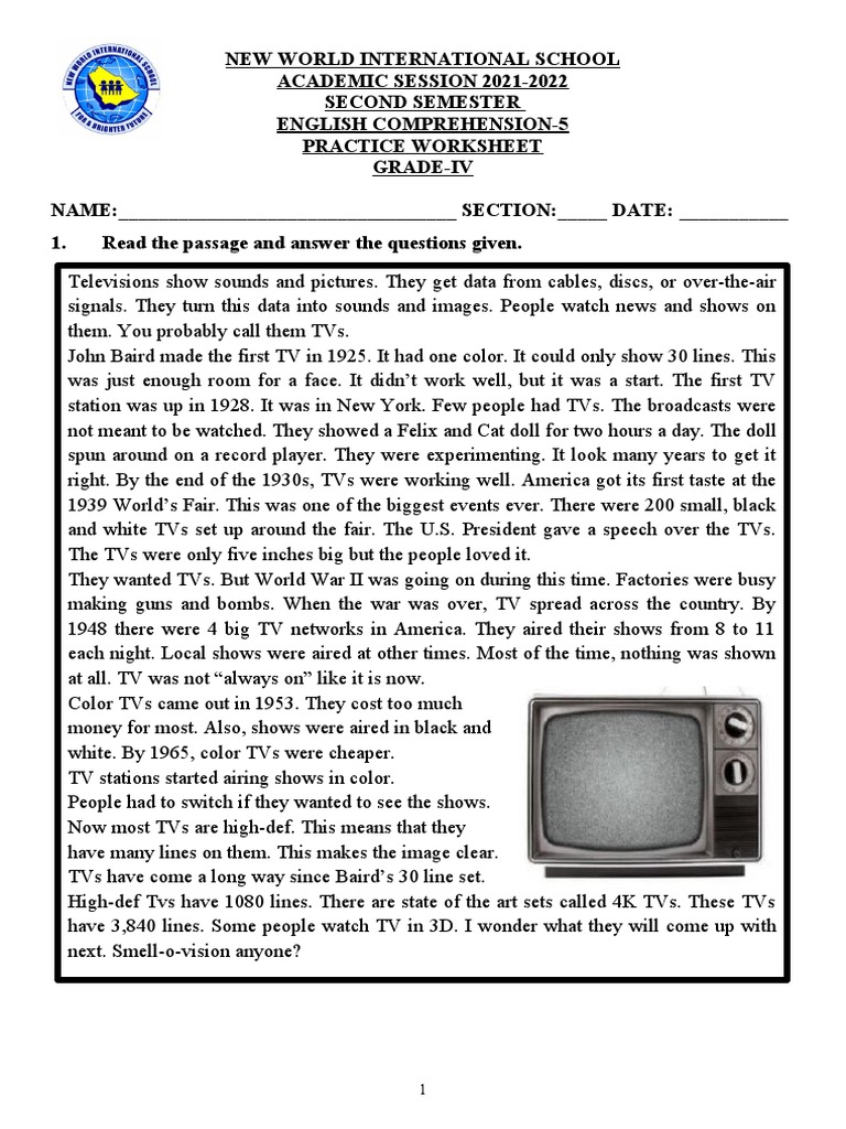 Comprehension Television | PDF | Television | Telecommunications
