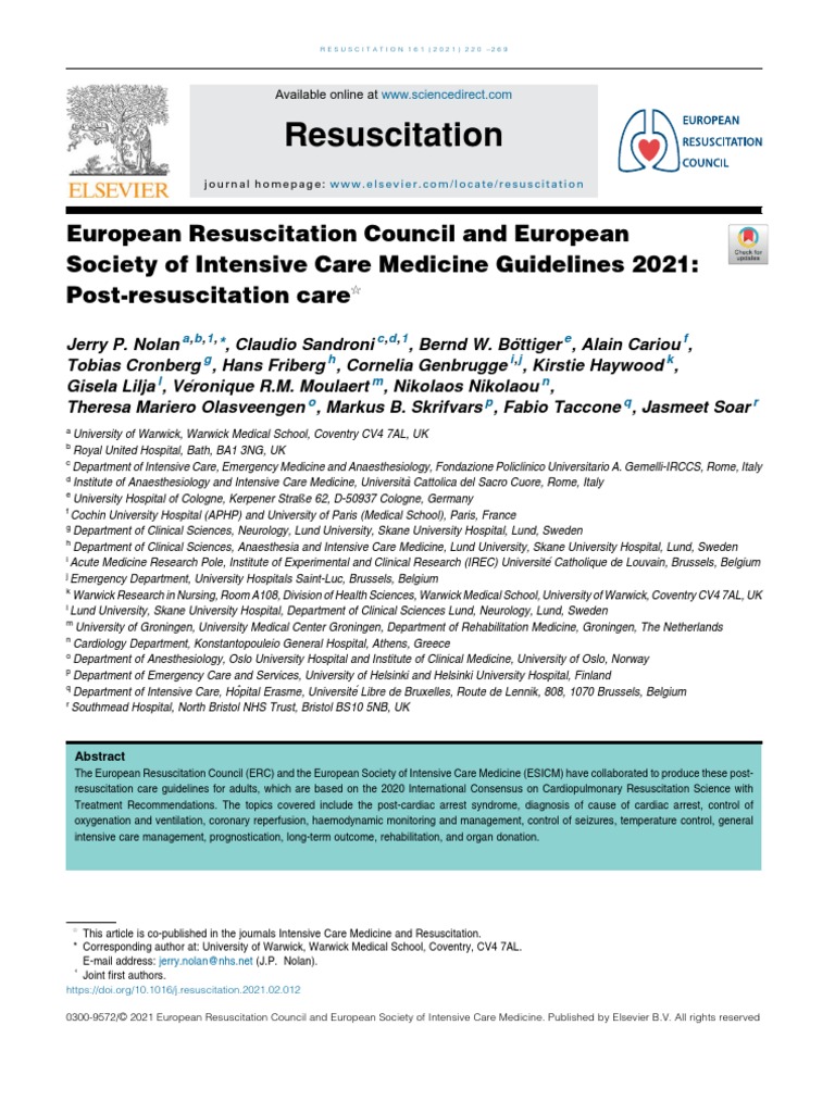 European Resuscitation Council and European Societ | PDF | Cardiac ...