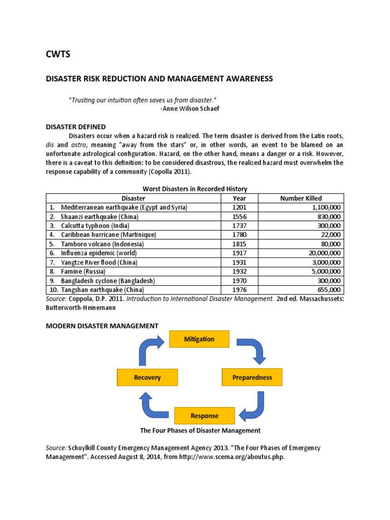 Disaster Risk Reduction and Management Awareness | PDF ...