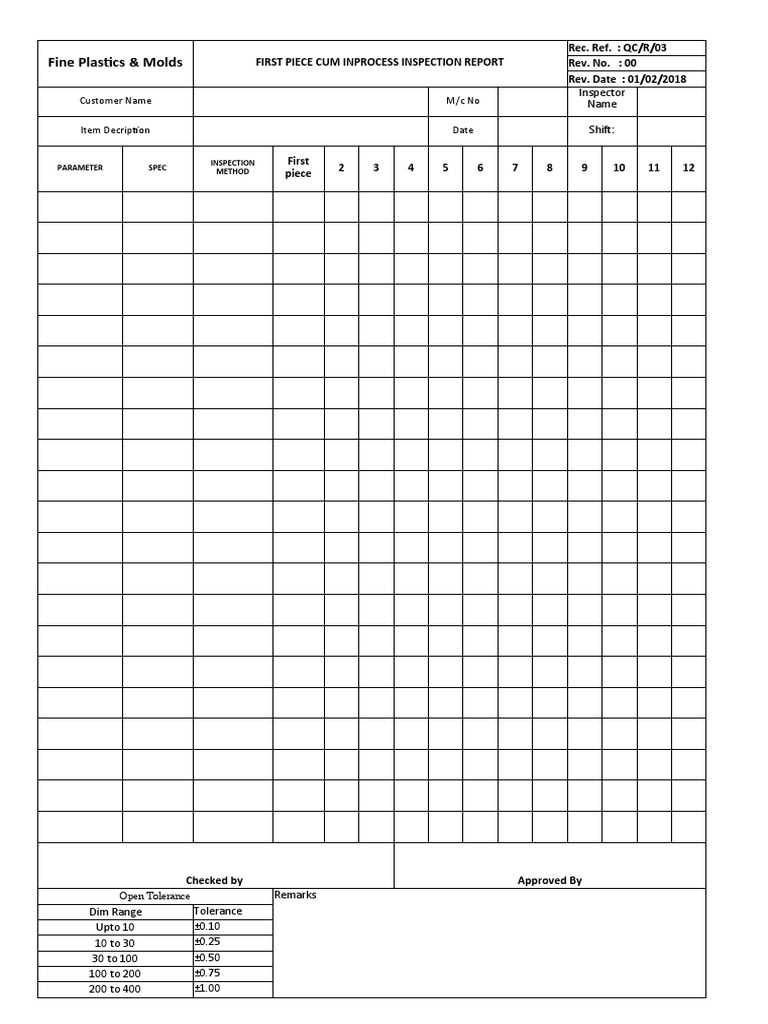 First Piece Cum Inprocess Inspection Report | PDF
