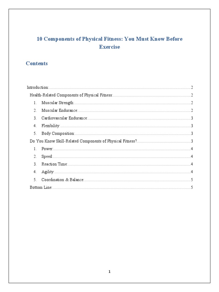 10 Components of Physical Fitness | PDF | Physical Fitness | Body Mass ...