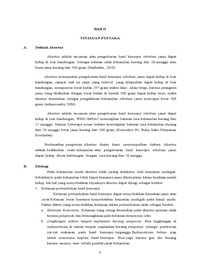 Definisi dan Etiologi Abortus pada Kehamilan | PDF