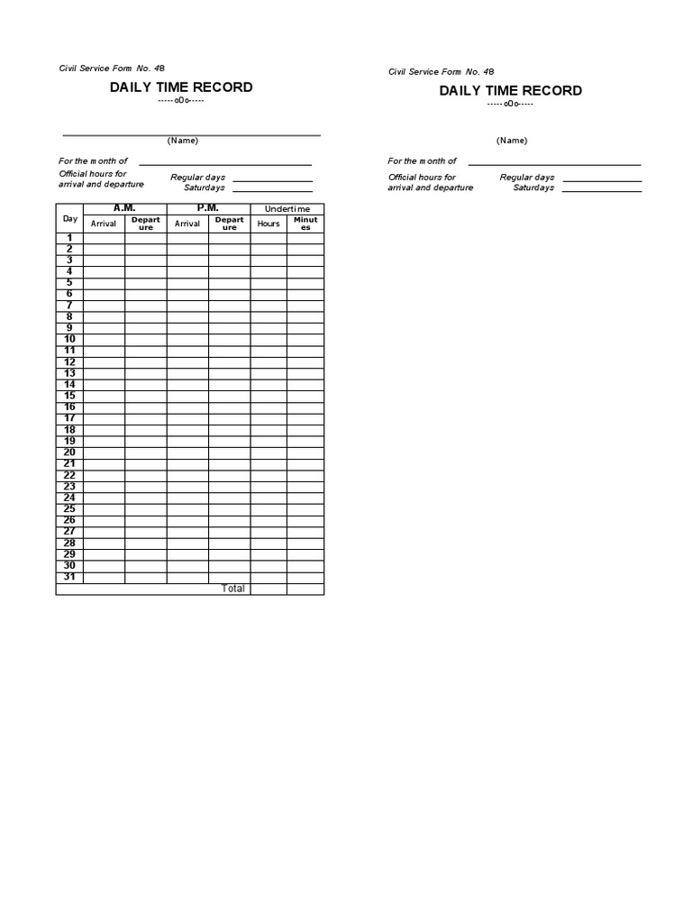 Daily Time Record Daily Time Record | PDF