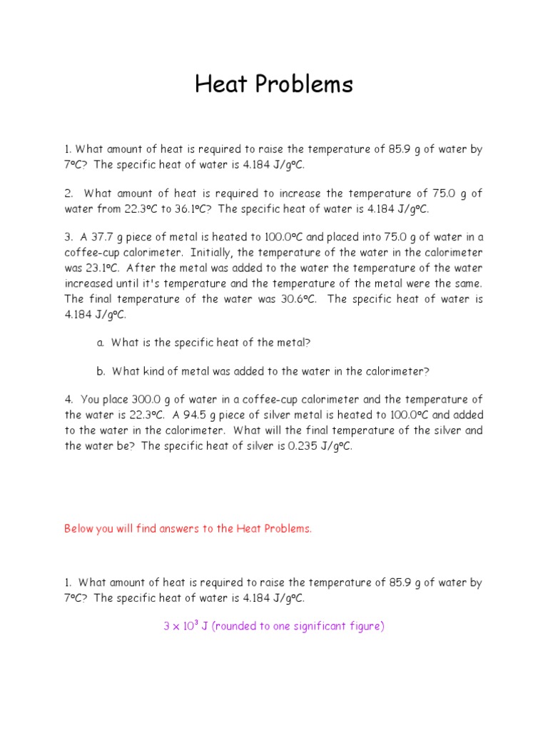 Heat Problems: Below You Will Find Answers To The Heat Problems | PDF ...