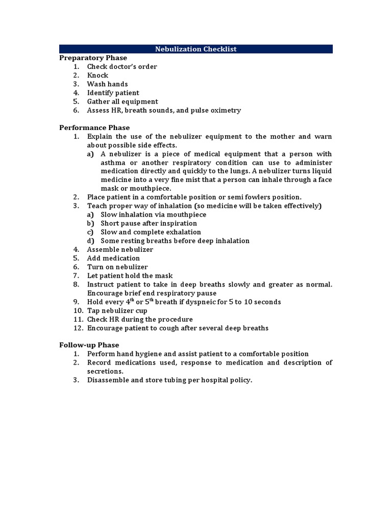 Demo Checklist | PDF | Exhalation | Breathing