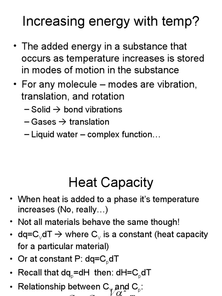 Increasing Energy With Temp? | PDF | Enthalpy | Calorimetry