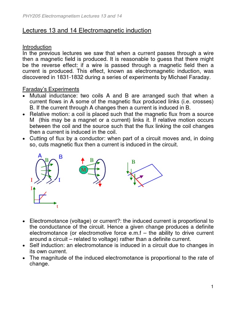 Lecture - 13 and 14 Notes (1) - 1 | PDF | Electromagnetic Induction ...