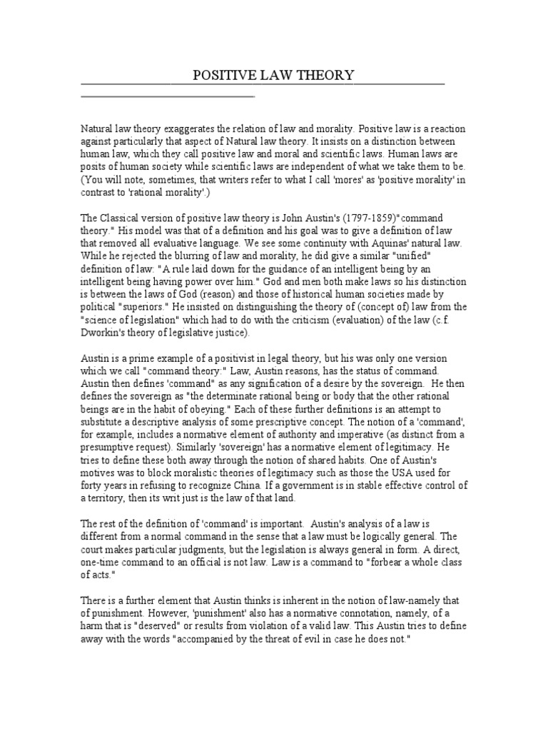 Positive Law Theory | PDF | Natural Law | Theory