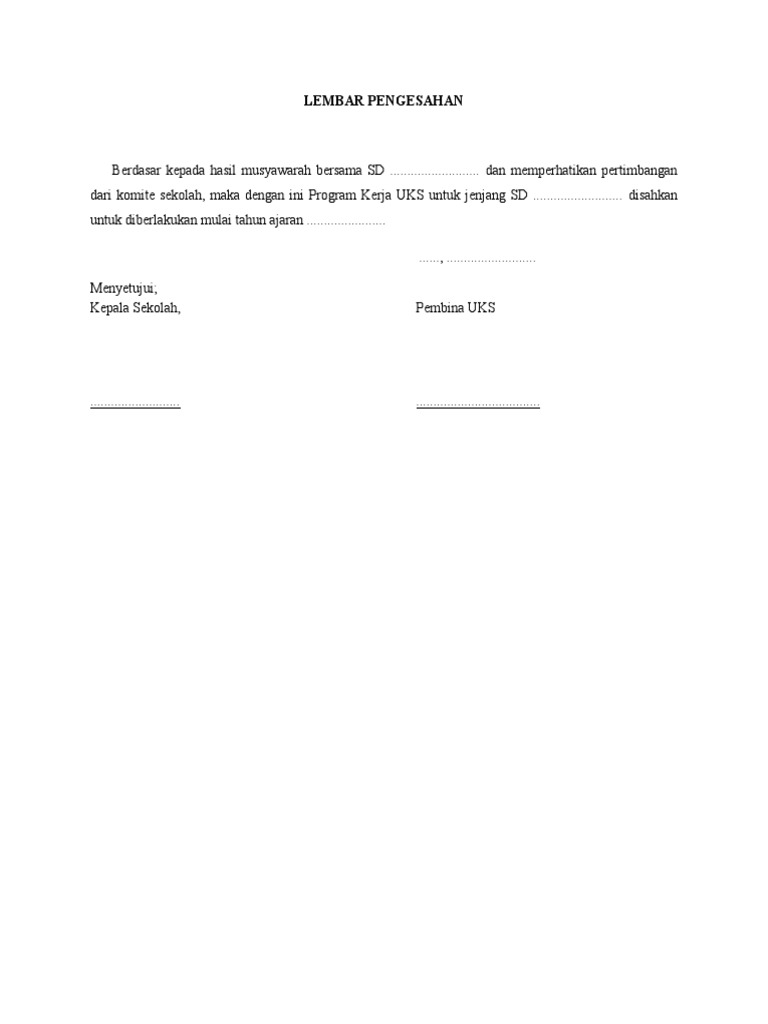 Contoh Program Kerja Usaha Kesehatan Sekolah (UKS) | PDF