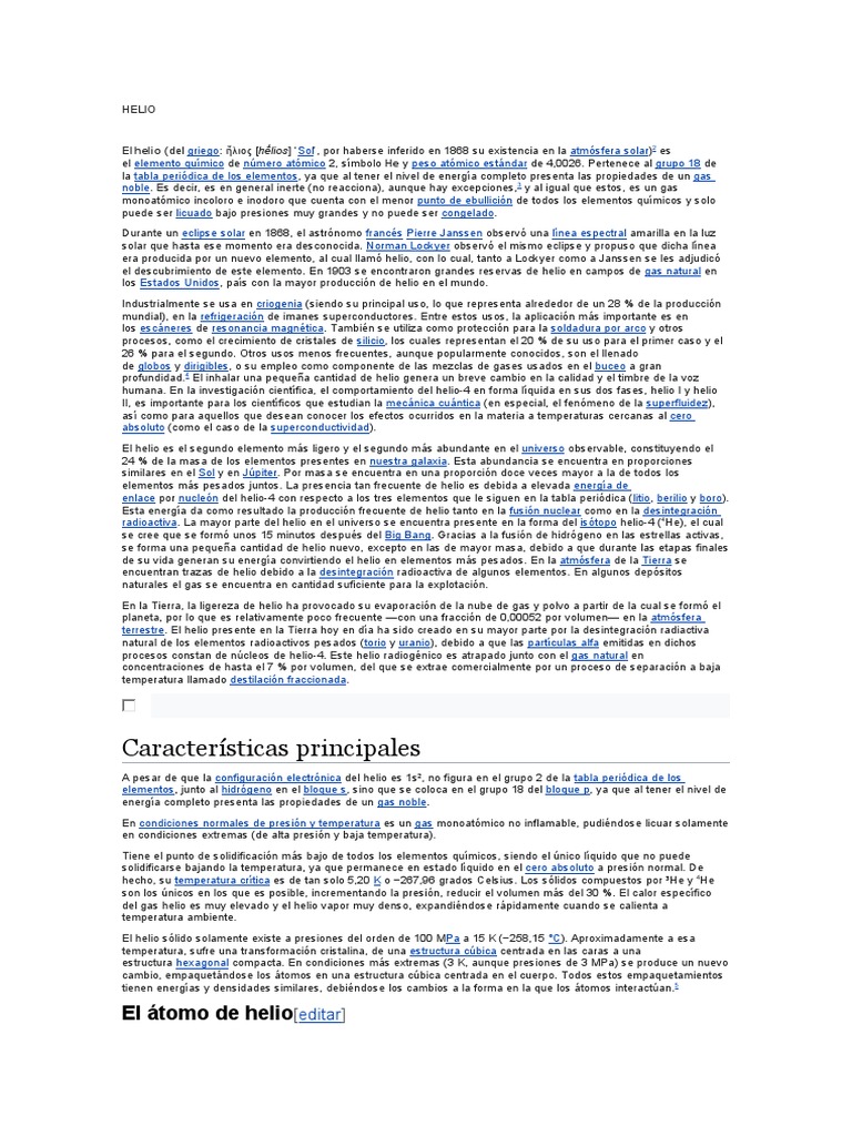 HELIO | PDF | Helio | Núcleo atómico