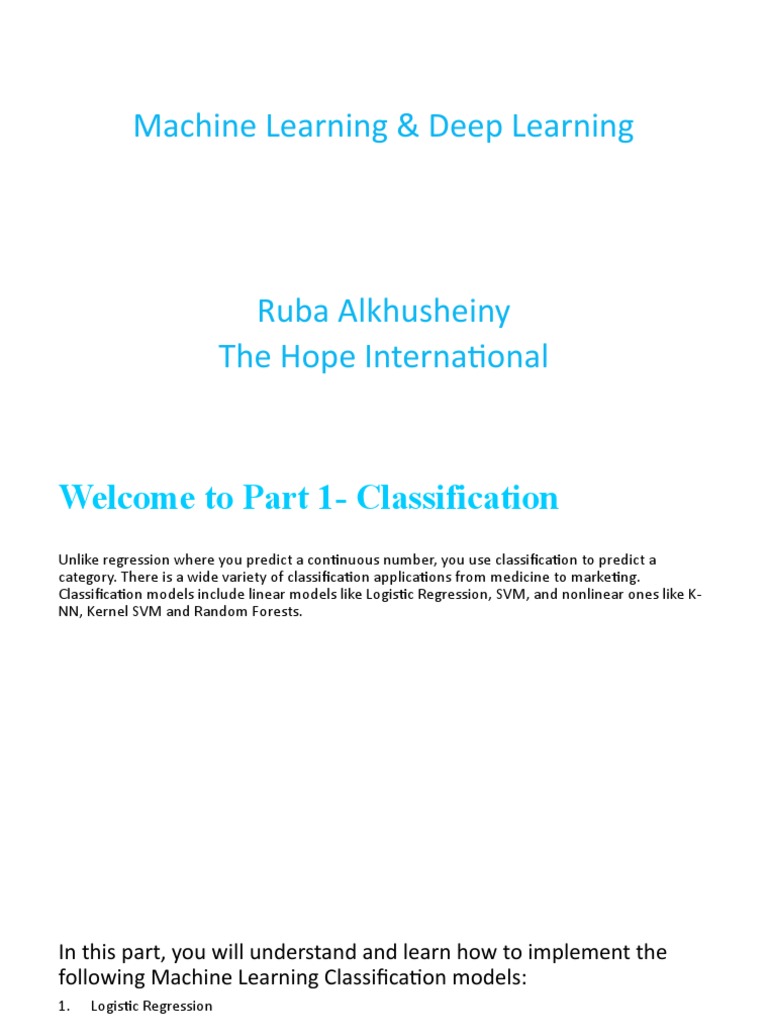 Machine Learning & Deep Learning | PDF | Statistical Classification ...