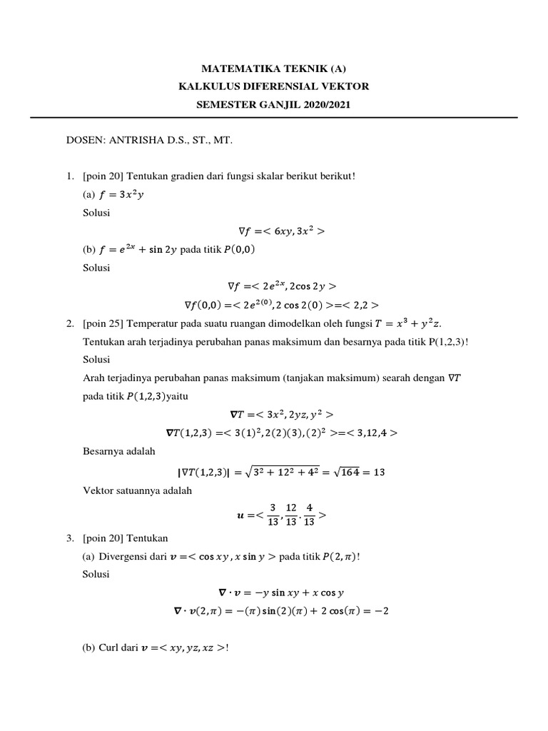 Latihan Soal Kalkulus Diferensial Vektor | PDF