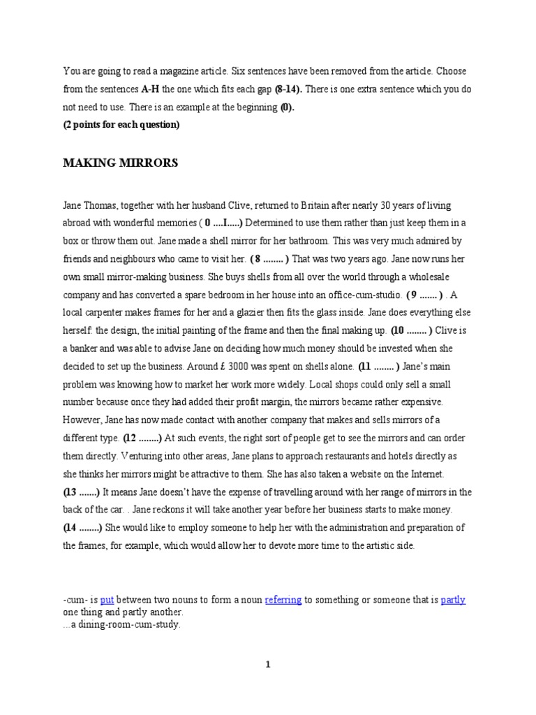 Magazine Article Reading Exercise | PDF