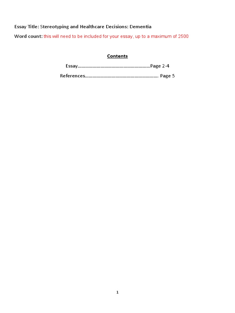 Essay Example 1 - Dementia | PDF | Dementia | Alzheimer's Disease