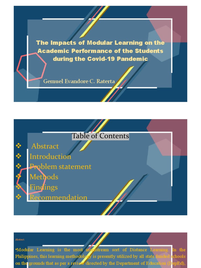 The Impacts of Modular Learning On The Academic | PDF | Distance ...