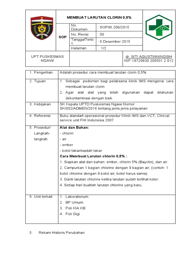 Sop Membuat Larutan Clorin Pdf