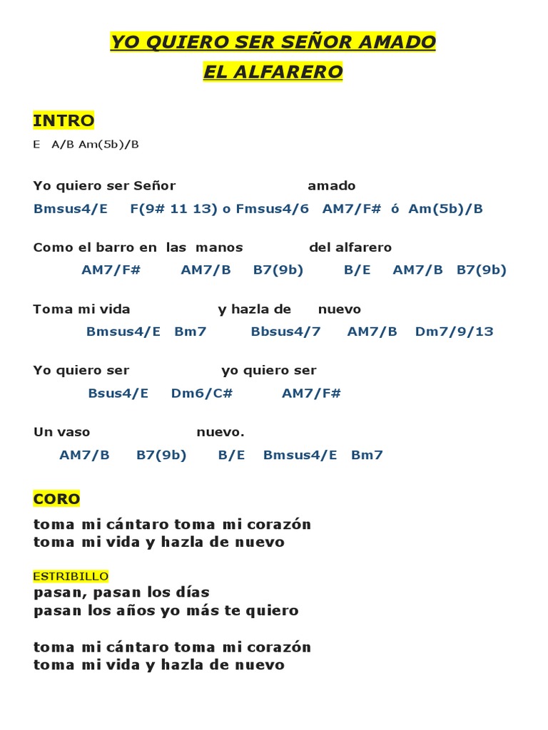 Yo Quiero Ser, Señor Amado - El Alfarero | PDF