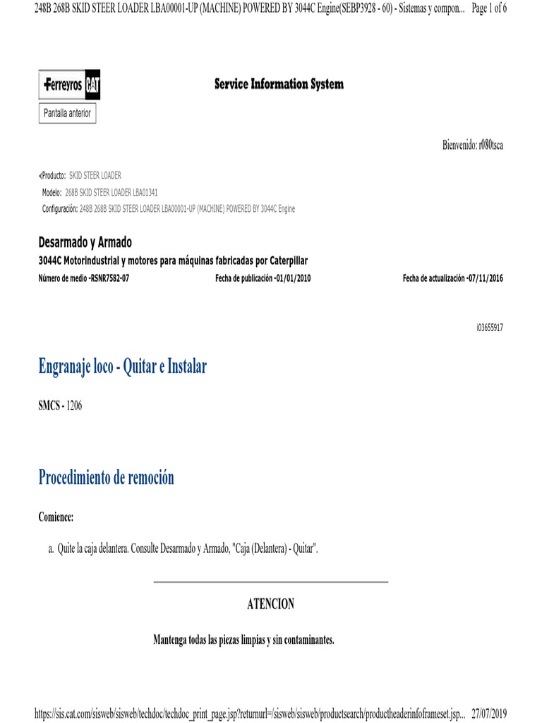 Engranaje Loco - Quitar e Instalar | PDF | Engranaje | Partes de vehículo