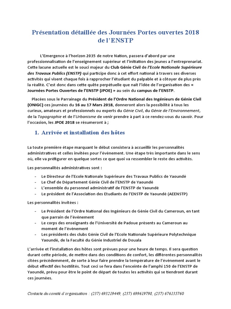 Journées Portes Ouvertes ENSTP 2018 | PDF | Génie géotechnique ...