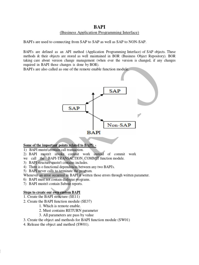 (Business Application Programming Interface) : Some of The Important Points Related To BAPI ...