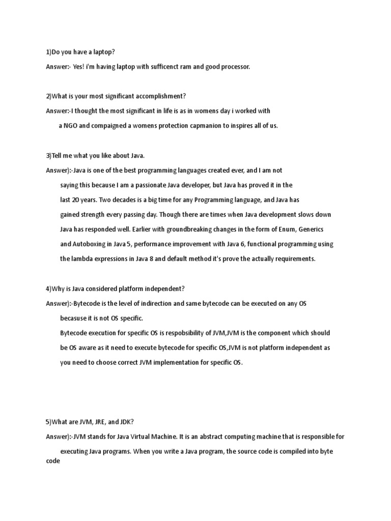 Answer | PDF | Java Virtual Machine | Class (Computer Programming)