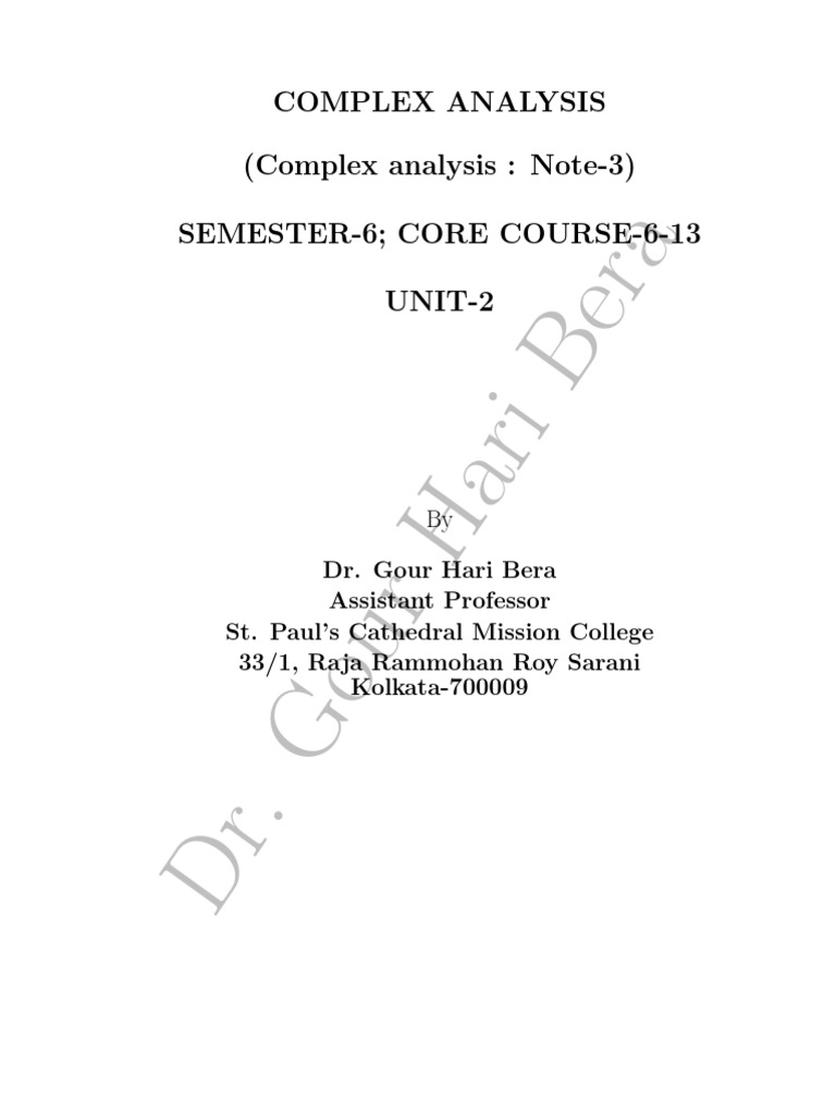 Complex Analysis Notes | PDF | Curve | Mathematical Analysis