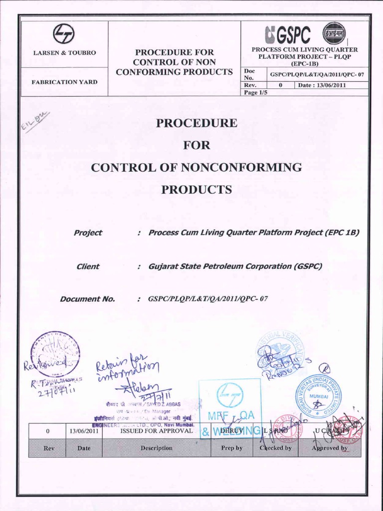 Procedure For Control of Non Confirming Product | PDF | Business