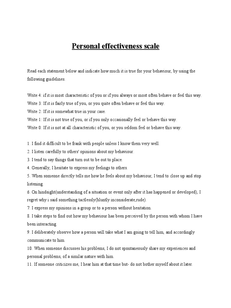 PE Scale | PDF | Neuropsychological Assessment | Communication