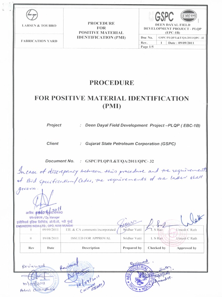 Procedure For PMI | PDF