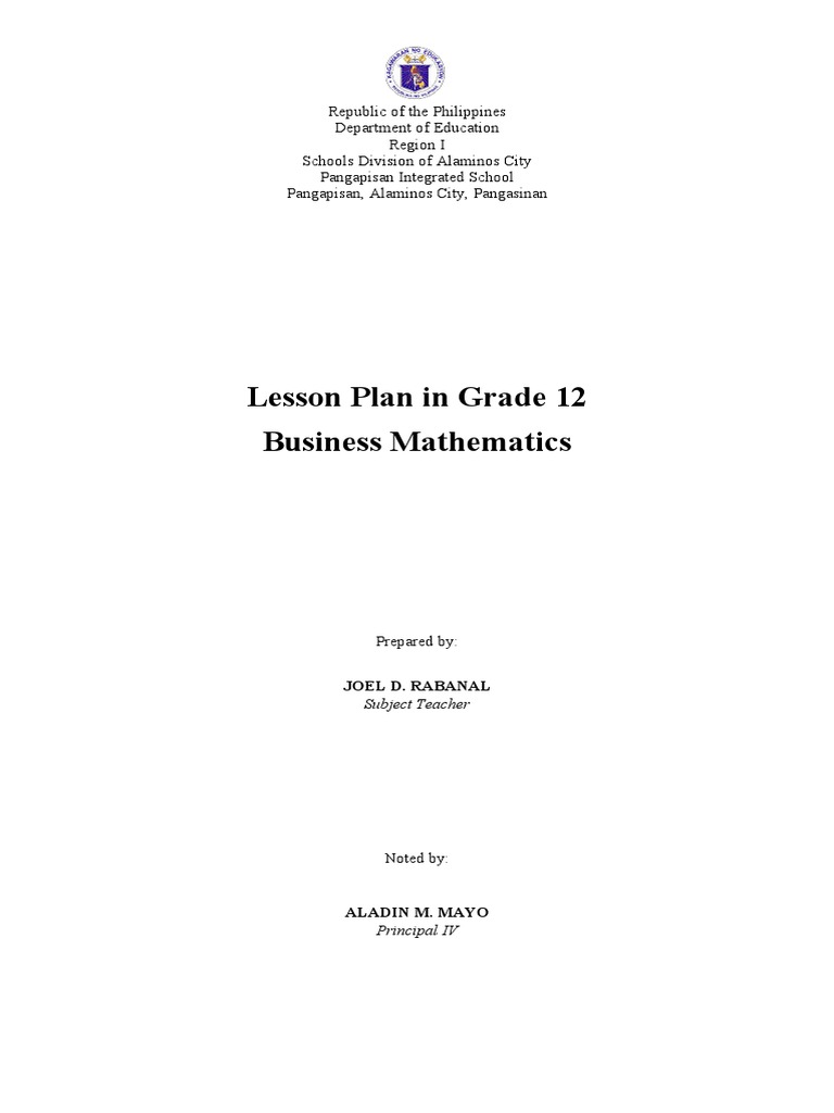 Lesson Plan in Grade 12 Business Mathematics | PDF | Overtime | Employment