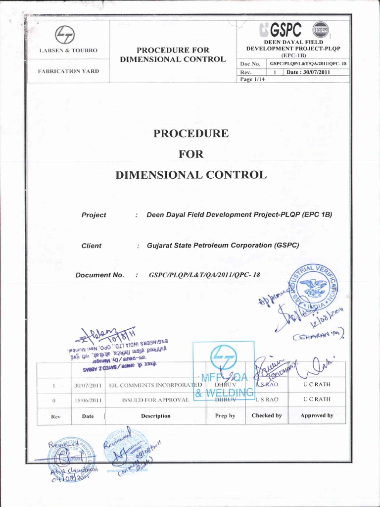 Procedure For Dimensional Control | PDF | Mechanical Engineering ...