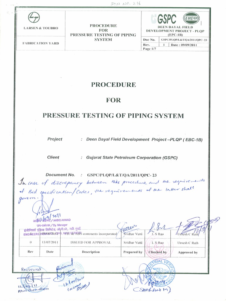 Pressure Testing of Piping System | PDF