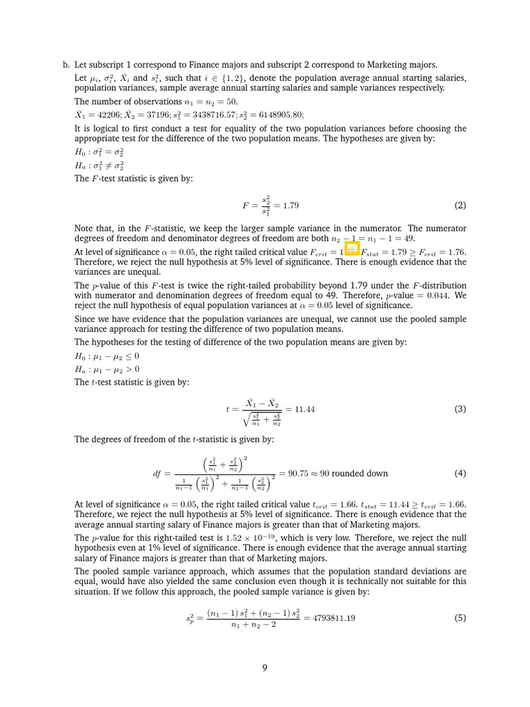Homework 2 Soln 9 | Descargar gratis PDF | P Value | Statistical Significance