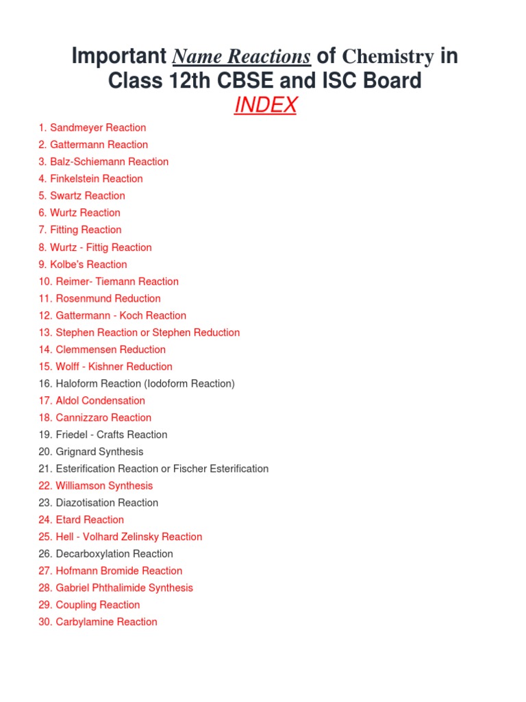 All Named Reactions of Chemistry | PDF | Aldehyde | Amine
