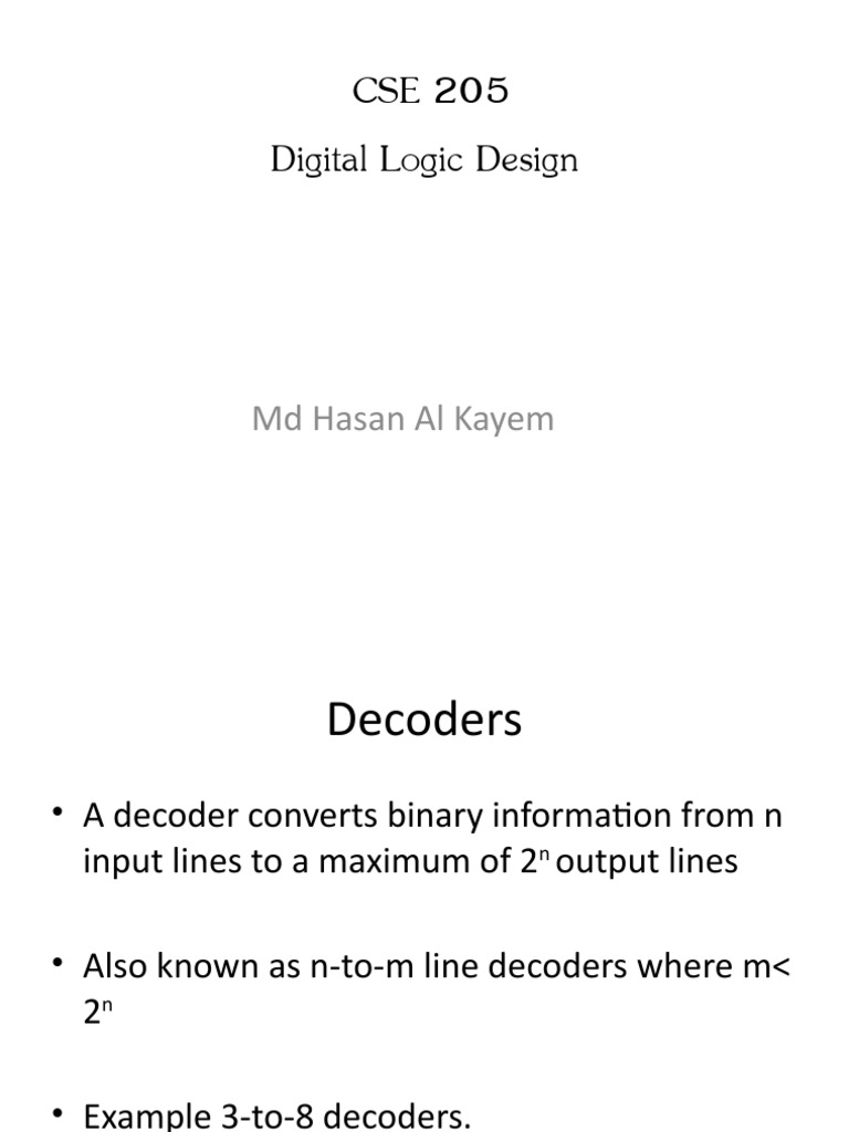 CSE 205 Digital Logic Design: MD Hasan Al Kayem | Download Free PDF ...